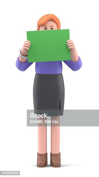 그린 스크린 모형 형식 16 93d 그린 스크린에 녹색 빈 보드를 들고 웃는 사업가 엘렌이 영상과 클리핑 경로를 보여주는