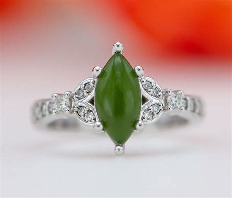 Jade Engagement Rings Green Jade Diamond Cut Ring Remedywala
