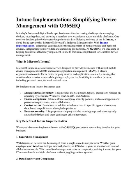 Ppt Intune Implementation Device Management With O365hq Powerpoint Presentation Id13646618