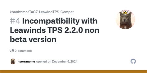 Incompatibility With Leawinds Tps 220 Non Beta Version · Issue 4