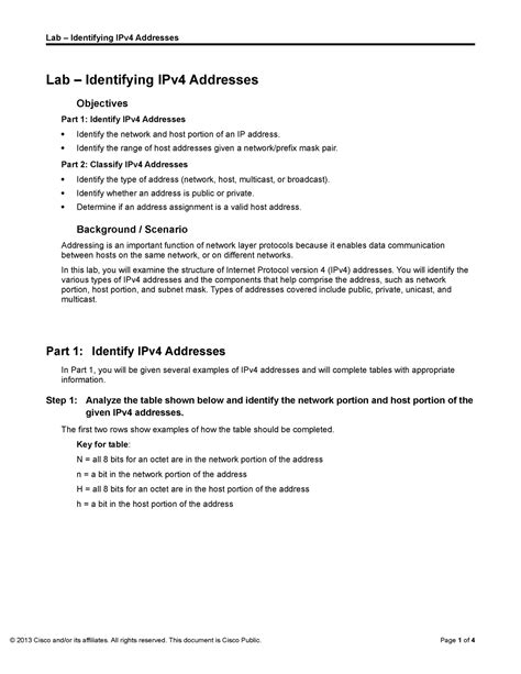 Week 3 Lab 2 Identifying IPv4 Addresses Lab Identifying IPv4