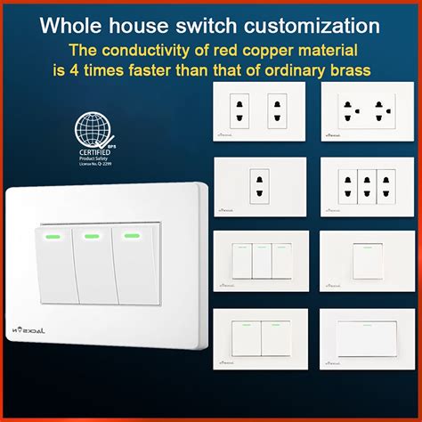 Light Switch Household Socket Switch Wall 1 Gang 2 Gang 3 Gang Wall Socket Decoration Home