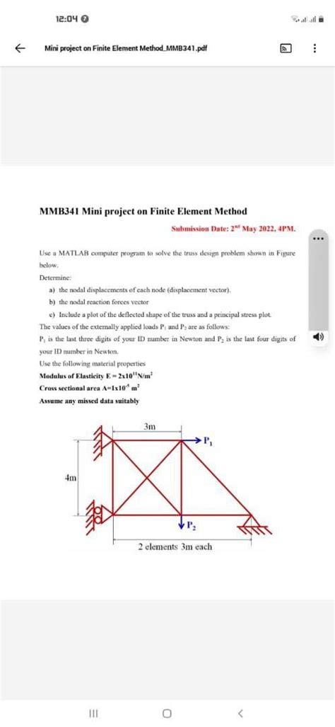 Solved E Mini Project On Finite Element Method Chegg
