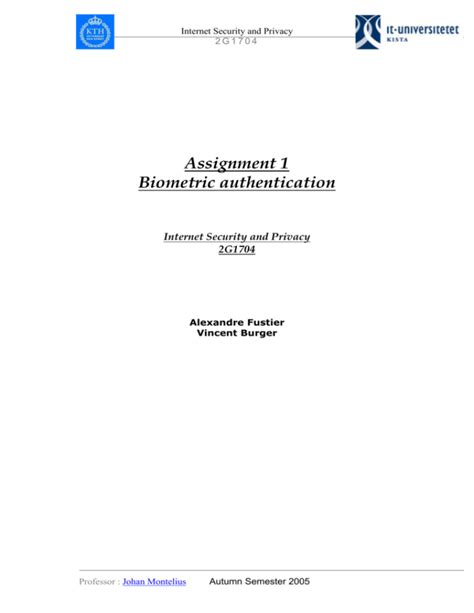 Assignment 1 Biometric Authentication