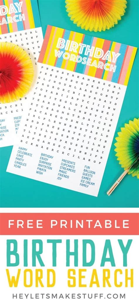 Birthday Word Search Printable Printable Word Searches