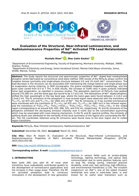 Pdf Evaluation Of The Structural Near Infrared Luminescence And Radioluminescence Properties