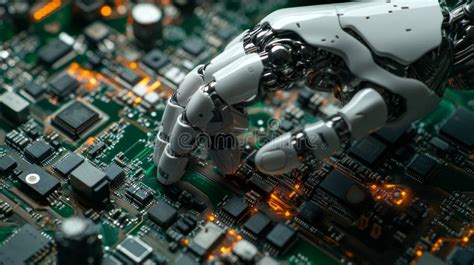 Robotic Hand Interacting With Circuit Board Technology Stock Illustration Illustration Of
