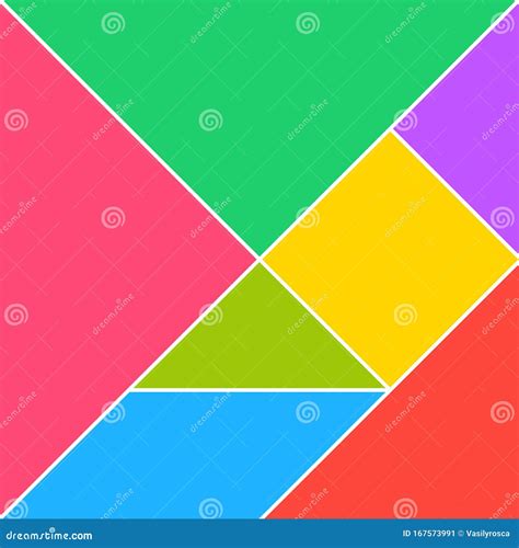 Tangram Puzzle Square Set Vector Triangle Geometric Tangram Template