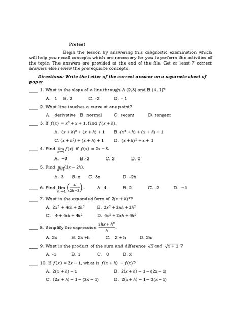 Basic Calculus Lesson 4 Pdf Tangent Derivative