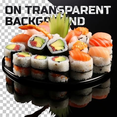 Premium Psd A Stack Of Sushi Rolls With A Black Background With The