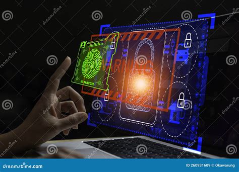 Futuristic Digital Processing Of Biometric Identification Fingerprint Scanner Concept Digital