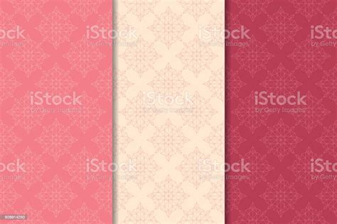 붉은 꽃 장식품의 집합입니다 체리 핑크 세로 완벽 한 패턴 0명에 대한 스톡 벡터 아트 및 기타 이미지 0명 고풍스런 기하 도형 Istock