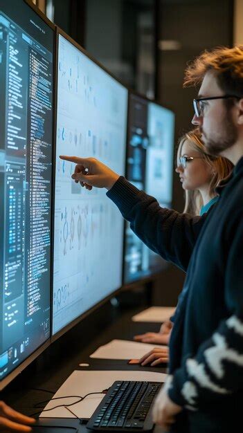 Group Collaborating And Engaging With Digital Interface Screens