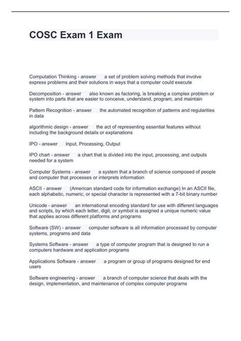 COSC Exam 1 Exam Questions With Correct Answers 2024 COSC Stuvia US