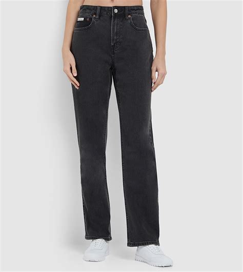 Buy Calvin Klein Jeans Washed High Rise Straight Fit Jeans In Black