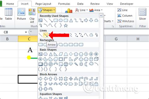 How To Draw A Straight Line Draw An Arrow In Excel