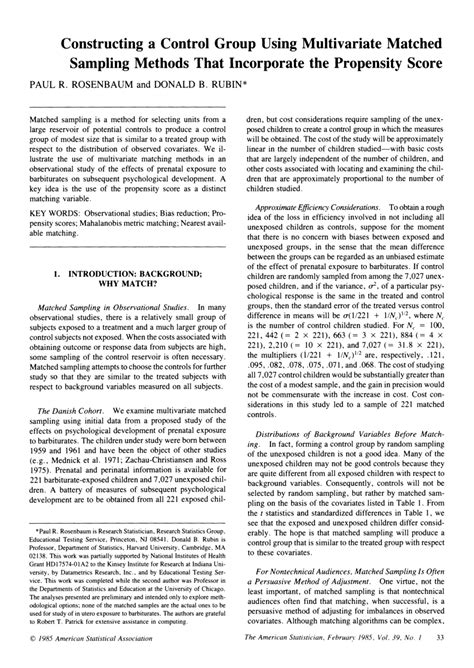 pdf constructing a control group using multivariate matched sampling