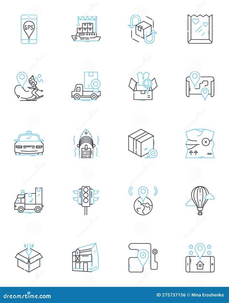 Shipment Services Linear Icons Set Logistics Delivery Transport