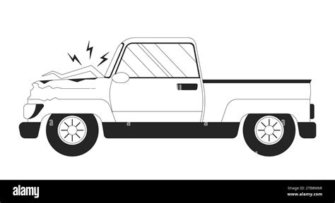 Accident Automobile Side View Black And White 2d Line Cartoon Object Stock Vector Image And Art