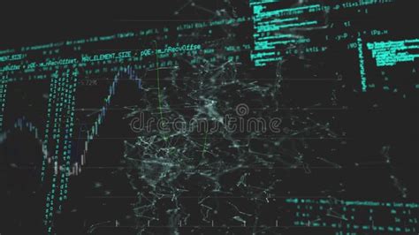 Animation Of Graph Over Connected Dots And Computer Language Against