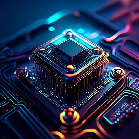 Premium Ai Image 3d Neon Computer Chip Printed Circuit Board