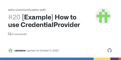 Example How To Use Credentialprovider · Issue 20 · Astro Community