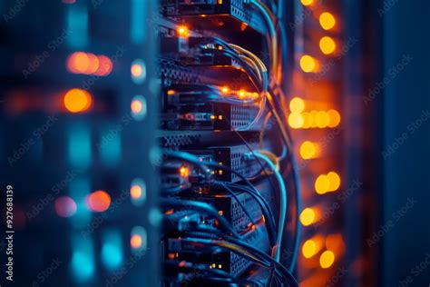 The Intricate Network Of Glowing Cables In A Server Rack Illustrates The Technology Powering A