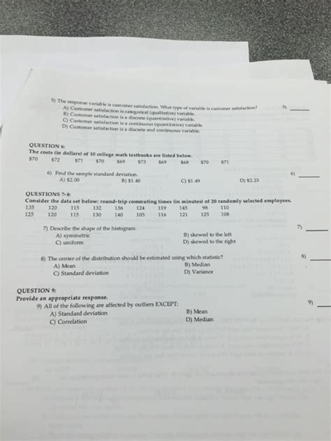 solved 5 the response variab le is cust oner satisfection