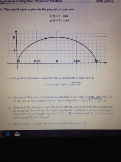 Solved Applications Of Integration Parametric Functions