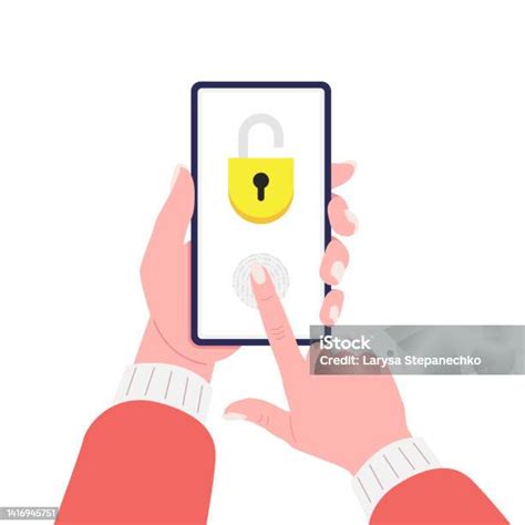 모바일 보안 잠금 해제 화면이있는 스마트 폰을 들고있는 여성의 손 벡터 일러스트레이션 Brand Name Smart Phone에 대한 스톡 벡터 아트 및 기타 이미지