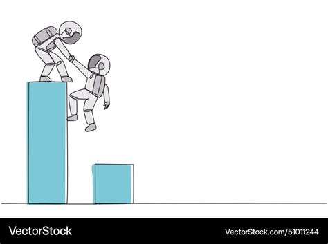 Single Continuous Line Drawing Young Astronaut Vector Image