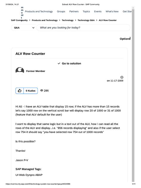Solved Alv Row Counter Sap Community Pdf