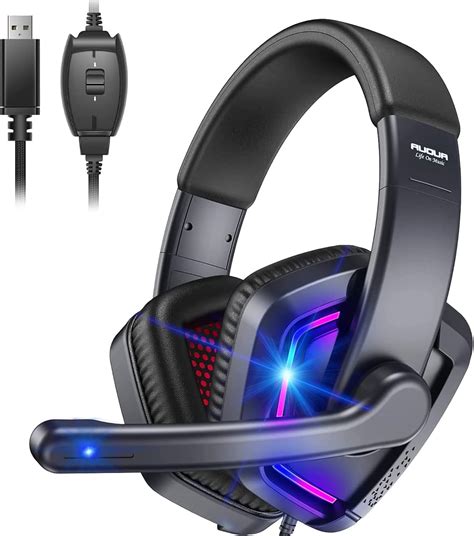 Amazon Com AUOUA Life On Music USB Gaming Headset With Microphone For PC Video Games