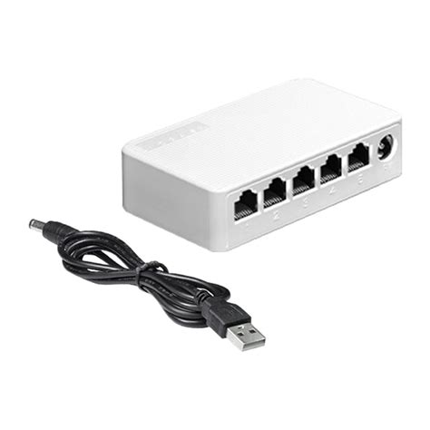 5 Port 100mbps Ethernet Switch Mini Portable Network Hub Ethernet Splitter With Usb Cable For