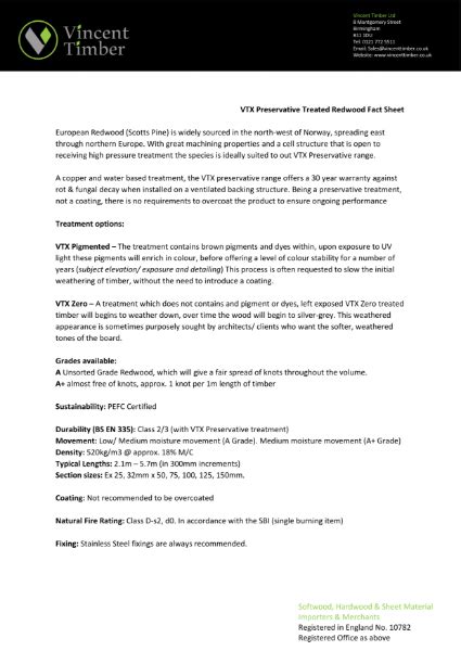 Vtx Preservative Treated Redwood Timber Cladding Data Sheet Vincent Timber Ltd Nbs Source