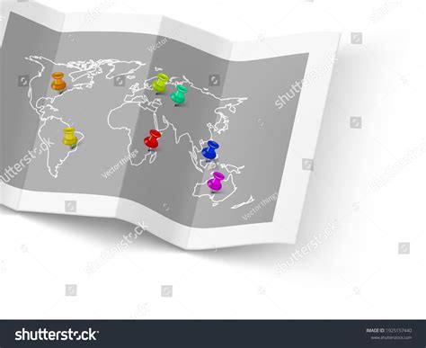 Paper Folded World Map Red Pin Stock Vector Royalty Free 1925157440 Shutterstock