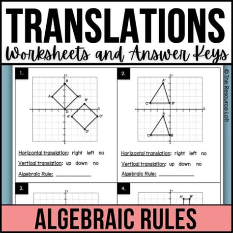 Geometric Transformations Rules For Translations On Coordinate Plane Worksheets