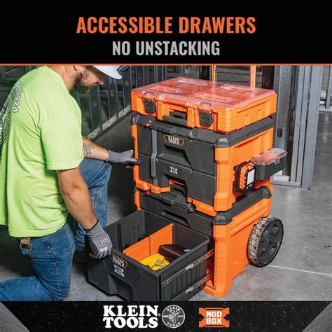 Klein Tools Modbox 23 5 In W X 16 5 In H X 22 3 In D 2 Drawer Orange Black Plastic Rolling Tool