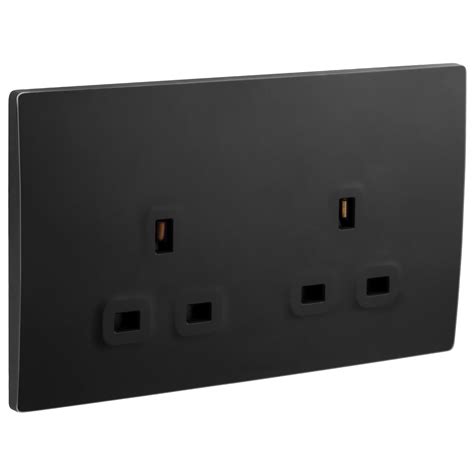 Mallia Senses 2 Gang Bs Unswitched Socket Outlet 13a Matt Black 281112mb 3414972077989