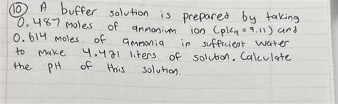 Solved A Buffer Solution Is Prepared By Taking Chegg