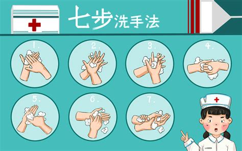 蓝色卡通手绘七步洗手法科普原创海报插画图片素材免费下载 觅知网