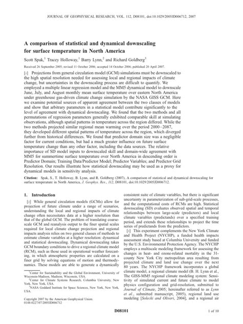 A Comparison Of Statistical And Dynamical Downscaling For Surface