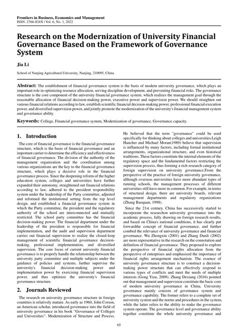 Pdf Research On The Modernization Of University Financial Governance