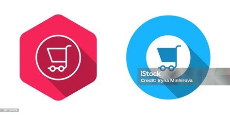 채워지고 윤곽선이 긴 그림자 배경으로 격리 된 쇼핑 카트 아이콘입니다 온라인 구매 개념 택배 서비스 표시 슈퍼마켓 바구니