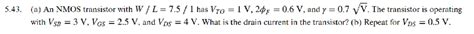 solved table 5 9 mos transistor parameters nmos device pmos