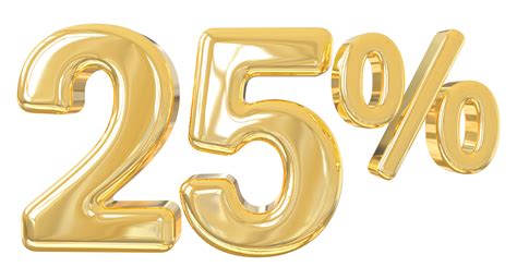 Number 25 Percent Gold 3d 9313550 Png