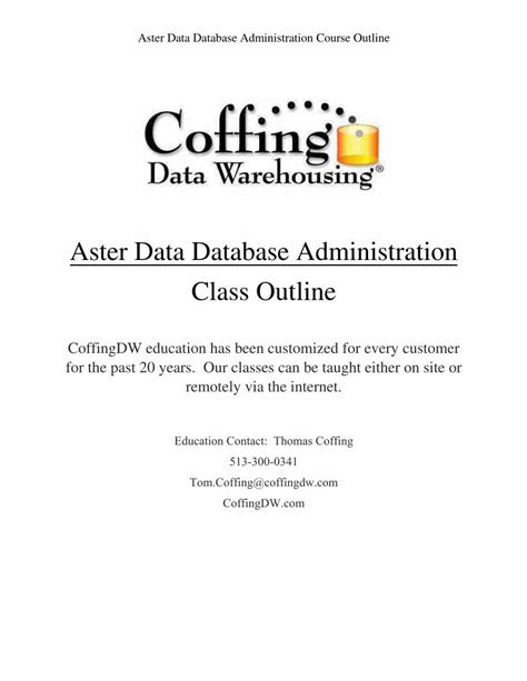Pdf Aster Data Database Administration Class Outline Coffingdw
