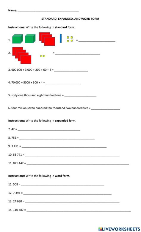 Standard Expanded And Word Form Interactive Worksheet Live