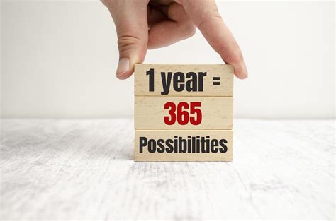 on the wooden blocks with the inscription 1 year 365 possibilities