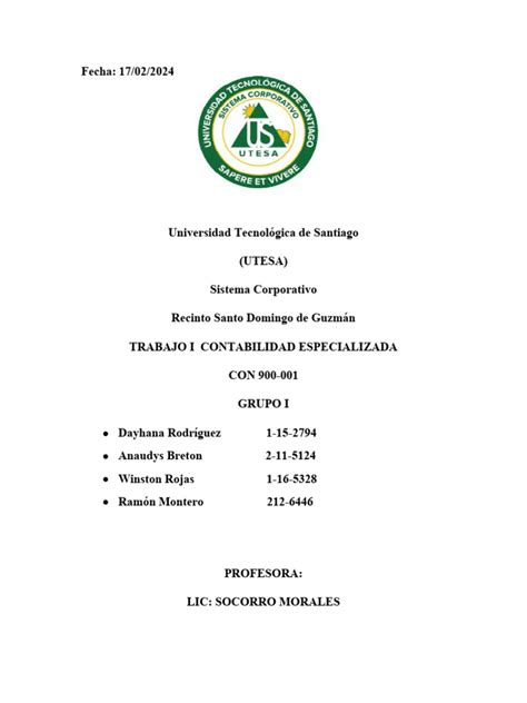 Primera Practica Contabilidad Especializada Pdf Bancos Préstamos